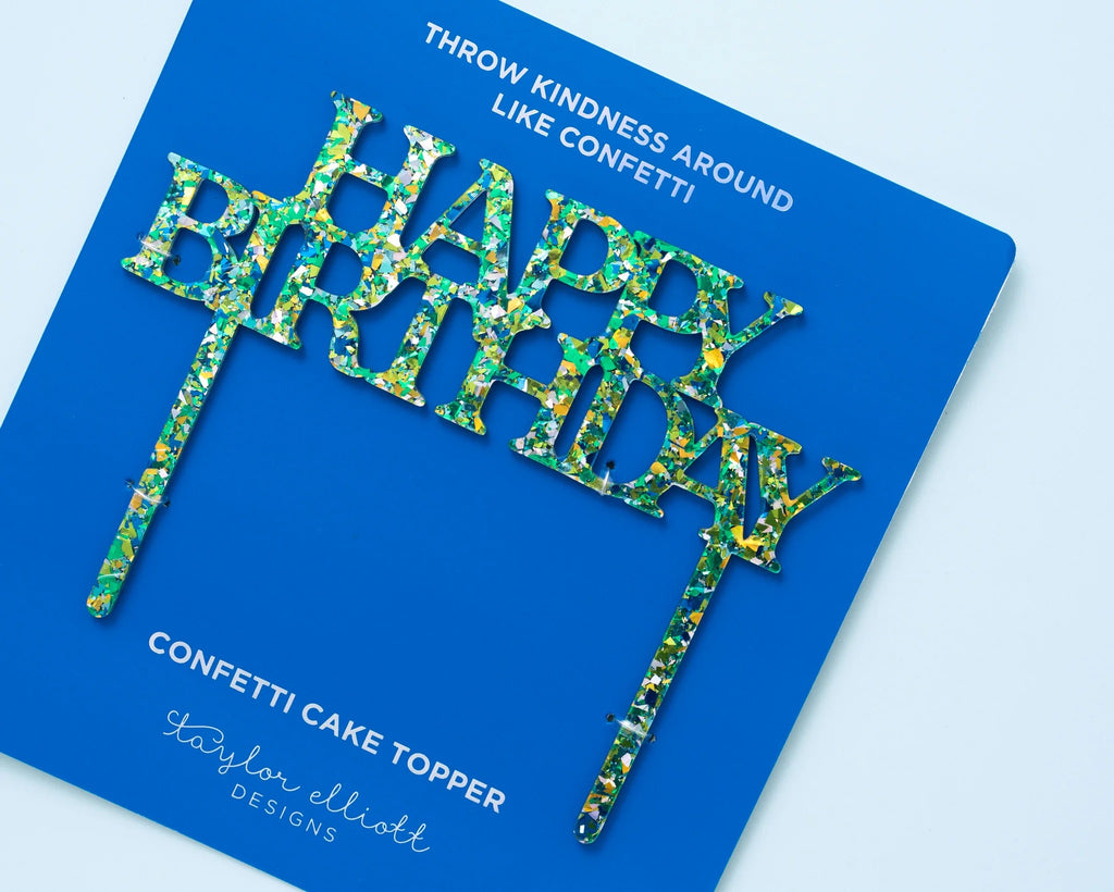 Blue & Green Happy Birthday Cake Topper – Party Universe Puerto Rico