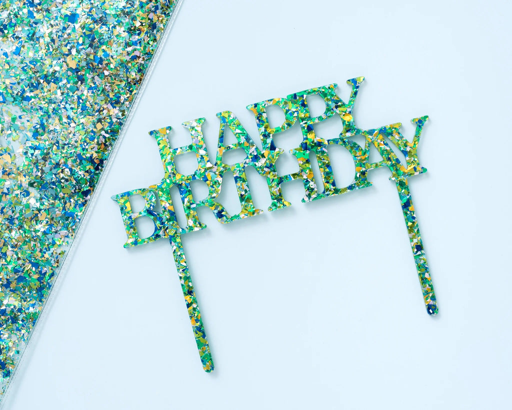 Blue & Green Happy Birthday Cake Topper – Party Universe Puerto Rico